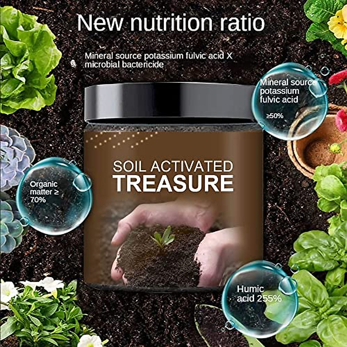 Soil Activated Treasure, Organic Soil Improver, Premium Soil Activators for Raised Garden Beds, Potting Mix, Lawns and Gardens (3PCS)