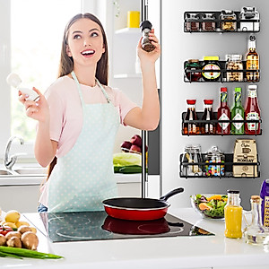 Magnetic Spice Rack for Refrigerator, Magnetic Shelf with Paper Towel Holder, Moveable Kitchen Refrigerator Seasoning Storage Rack Fridge Magnet Organizer, Kitchen Gadgets for Refrigerator, Microwave