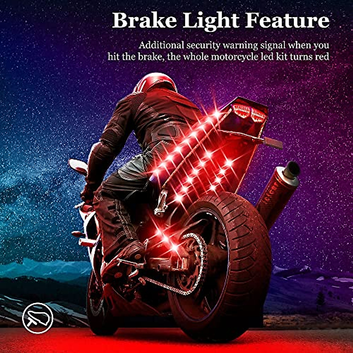 12PCS Motorcycle LED Underglow Kit, icicar Motorcycle Lights App Control Music Sync LED Motorcycle Lights Brake Feature Waterproof Dual Remote Motorcycle Underglow LED Light Kit for UTV ATV Golf Cart