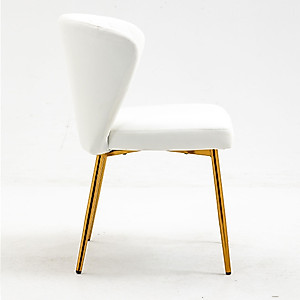 KASUE Velvet Dining Chairs Set of 4 – Golden Metal Legs & Tufted Upholstery - Modern Dining Chairs for Your Dining Room, Kitchen, Vanity.White