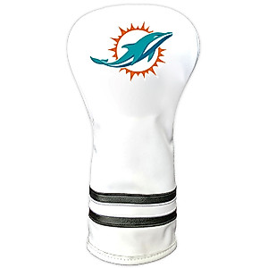 Team Golf NFL Miami Dolphins White Vintage Driver Head Cover White Vintage Driver Golf Club Headcover, Form Fitting Design, Retro Design & Superb Quality