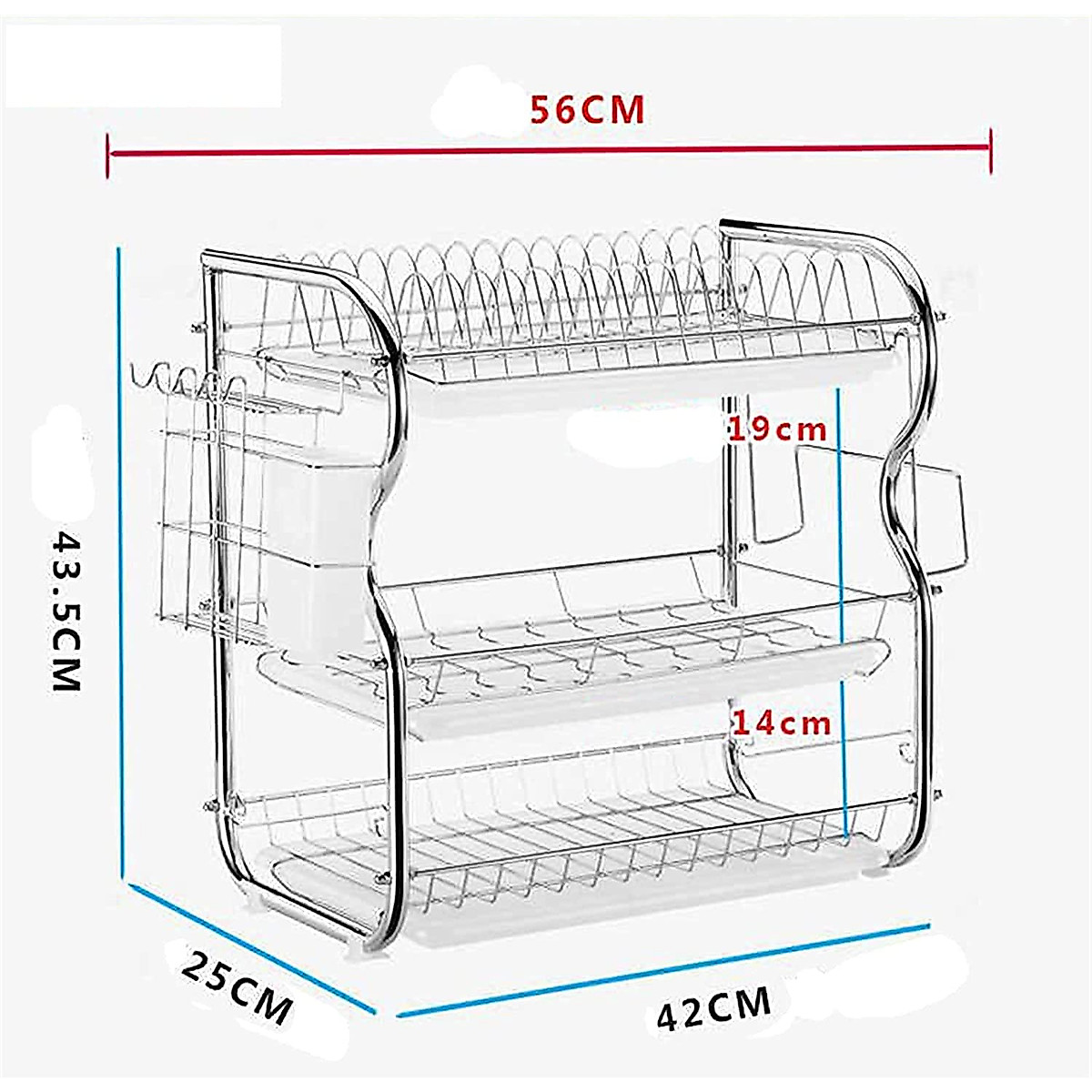 Plate Rack Draining Dish Rack 3 Tier Dish Drainer Rack Holder Dish Drying Rack Plate Dish Cup Cutlery Drainer Rack Plates Holder Pan Plate Holder
