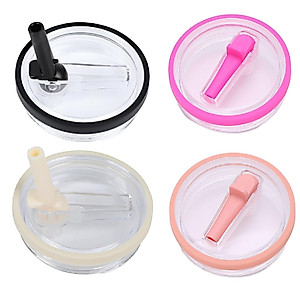 2 PCS 40 oz Replaceble Tumbler Flip Straw Lid for Stanley Cup With straw，Reusable Tumbler Cover, Spill Proof Splash Resistant Tumbler Lids (Black and White)