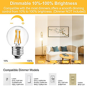 BRIMAX 10 Pack G16.5 LED Light Bulbs 40 Watt, E26 Dimmable Small Globe LED Bulbs 4 Watt Edison Bulb 2700K Warm White,AC120V,Flicker Free for Ceiling Fans Pendant Chandelier Vanity Wall Sconce