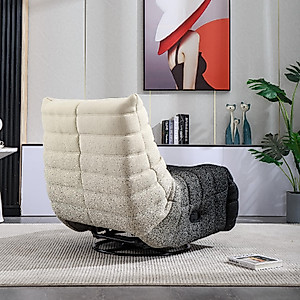 Wycian Chair Cushion Seat, Sofa Chair 1PC Swivel White Black Velvet Foam 33.50" L 38.60" W 35.80" H for Living Room Bedroom Dining Rooms Garden