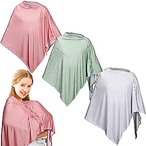 Sintege 3 Pcs Breastfeeding Cover Nursing Scarf Privacy Nursing Covers Soft Nursing Poncho Nursing Blanket for Breastfeeding Boys and Girls Seat Infant Car Seat Canopy Cover