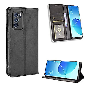 Case for Oppo Reno 6 Pro 5G Leather Stand Wallet Flip Case Cover for Oppo Reno 6 Pro 5G Retro Magnetic Phone Shell Wallet Phone case with Card Slots