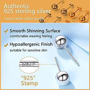 925 Sterling Silver Ball Stud Earrings Second Hole Earrings 7mm Sphere Second Ear Piercings Men Women Jewelry