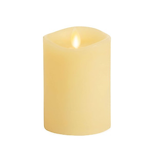 Luminara Realistic Artificial Moving Flame Pillar Candle - Moving Flame LED Battery Operated Lights - Unscented - Remote Ready - Remote Sold Separately - Ivory - 3" x 4.5"