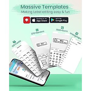 Vixic Label Maker D1600, Small Handheld Bluetooth Label Maker Machine with Tape, Portable Rechargeable Printer for Business Home Office, Multiple Templates Compatible iOS Android, Green Labeler