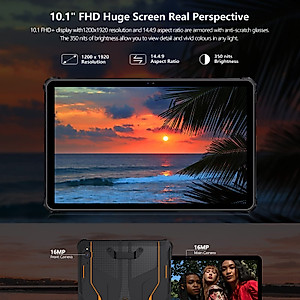 10 inch Android Tablet,OUKITEL RT2 20000mAh Rugged Tablet Android 12 8GB+128GB Tablet IP68,IP69K Waterproof Tablet 4G LTE Dual SIM+5G WiFi Smart Tbalet 16MP+16MP Camera OTG 33W Fast Charging
