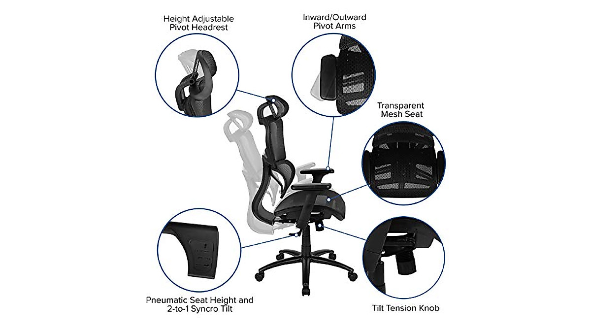 Ergonomic Mesh Office Chair with Adjustable Support | Flash Furniture