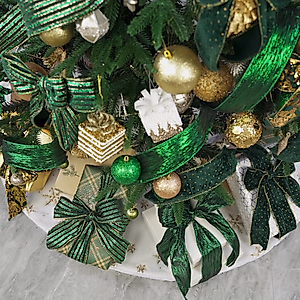 HUIHUANG Green Velvet Christmas Ribbons - Wired for Trees, Wreaths, Garlands, Bows - 2-1/2" x 6 Rolls, 36 Yds Total