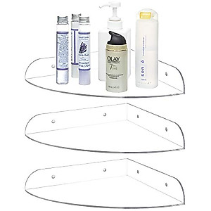 MyGift Premium Clear Acrylic Small Corner Shelf, Wall Hanging Display Floating Shelves, Set of 3