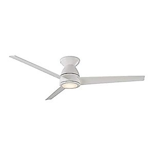 Tip Top Smart Indoor and Outdoor 3-Blade Flush Mount Ceiling Fan 52in Matte White with 3000K LED Light Kit and Remote Control works with Alexa, Google Assistant, Samsung Things, and iOS or Android App