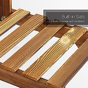 MoNiBloom Wood Plant Stand Indoor, 4 Tier Tall Plant Shelf Pot Flower Stands Display Rack Holder Outdoor, Planter Stands Shelves for Corner Living Room Balcony