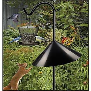 Queension 19-inch Wide Squirrel Proof Baffle,Squirrel Guard Stopper for Outside Shepherd Hooks or OutdoorBird Feeder Poles, Save Bird Houses from Squirrels, Rodents and Raccoons, Black, 2 Pack…