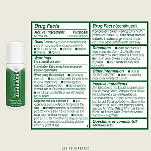 Biofreeze Menthol Pain Relieving Foam 3 FL OZ Roll-On Pain-Relieving Gel 3 FL OZ