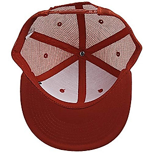DECKY 6 Panel Flat Bill Trucker Cap, Red