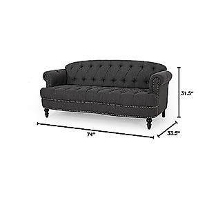 Christopher Knight Home Tracy Contemporary Deep Tufted Sofa with Nailhead Trim, Charcoal