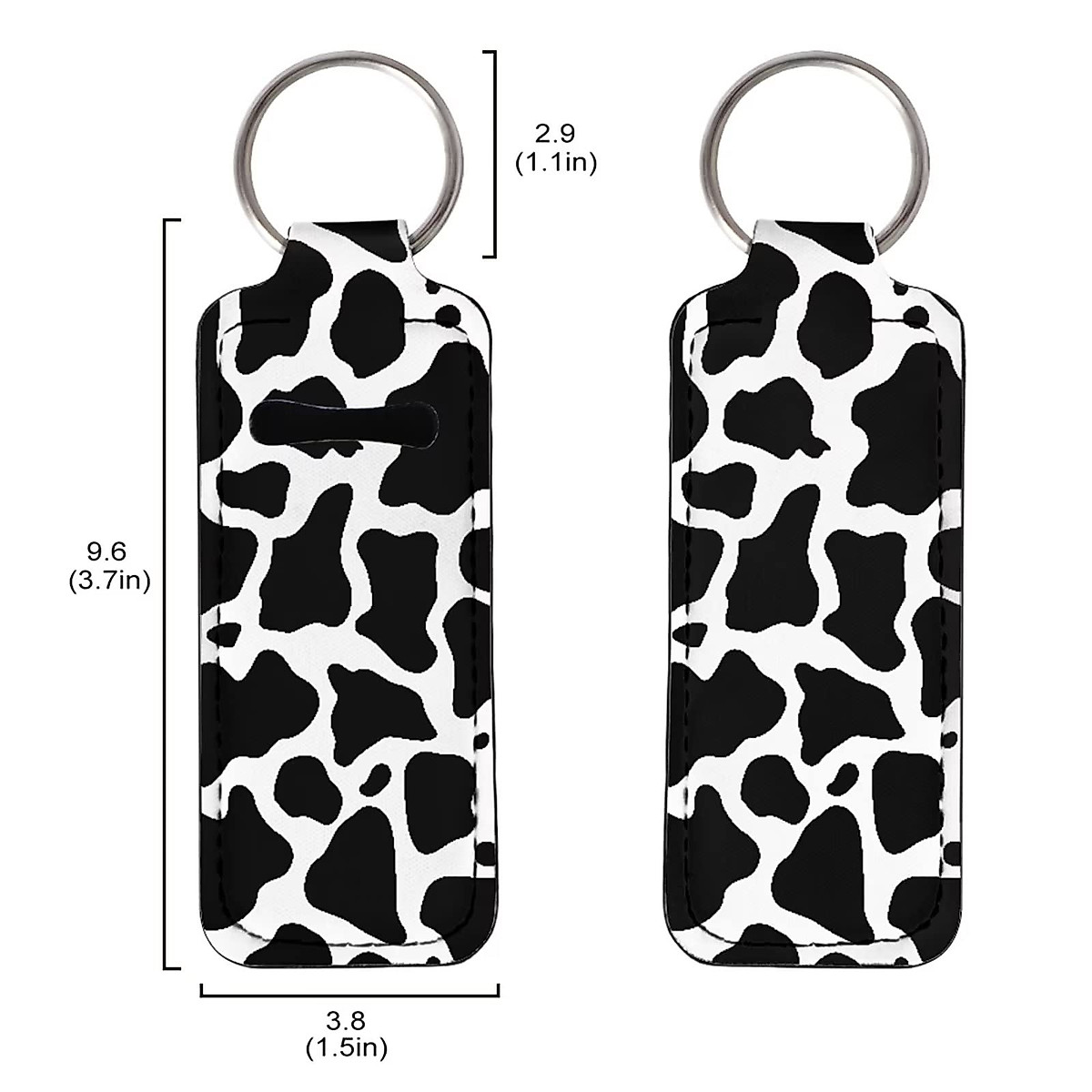 Suobstales Cow Print Chapstick Holder Keychain Neoprene Lip Balm Holder Black White Animal Print Lip Gloss Keychain Portable Chapstick Tubes Holder Pocket Keychain Bag Lipstick Case