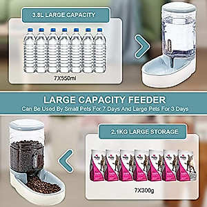Meikuler Pets Auto Feeder 3.8L,Food Feeder and Water Dispenser Set for Small & Big Dogs Cats and Pets Animals (Grey)