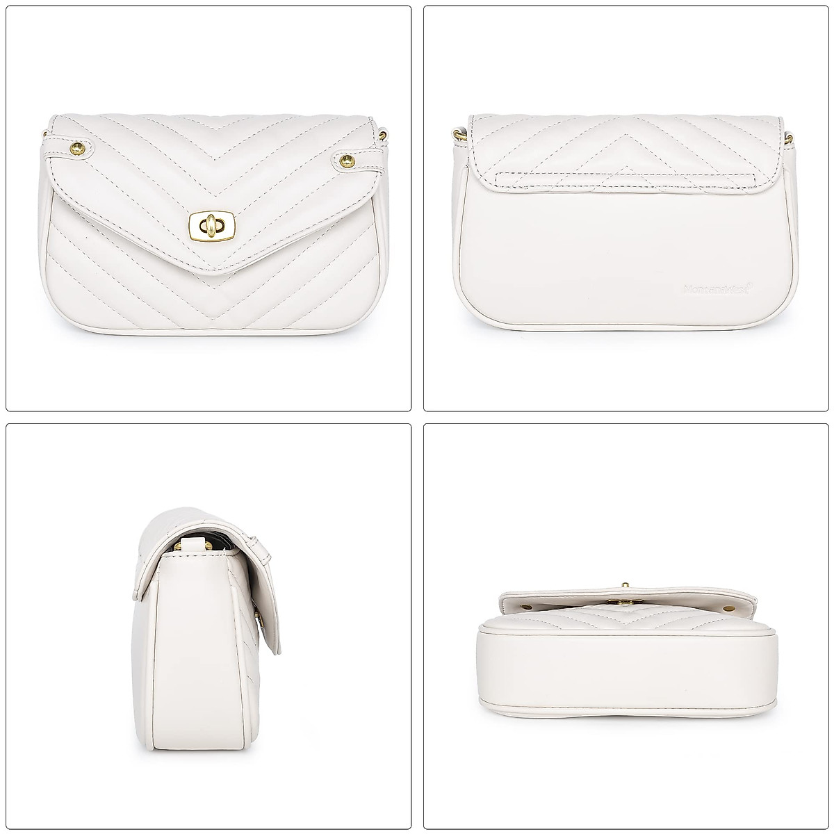 Montana West Quilted Small Crossbody Bags for Women Trendy Designer Shoulder Purses and Handbags with Coin Purse, 2PCS Set (Beige)