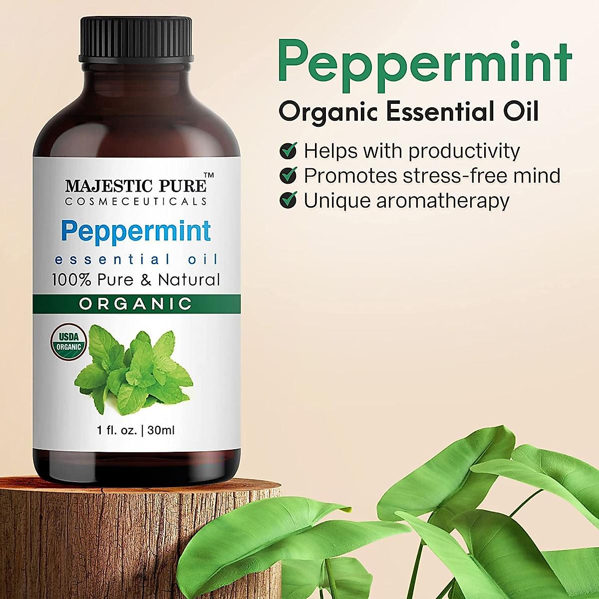 Majestic Pure Eucalyptus USDA Organic Essential Oil | 100% Organic and Premium Quality Oils | Aromatherapy, Skincare, Hair Care, & Household Use | 1 fl. Oz