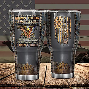 V VIBEPY All Over Printed, Veteran Tumbler, US Veteran Tumbler, Military Tumbler, Veteran Normal Tumbler, 30oz Stainless Steel Tumbler, Gift For Men, Gift For Him, Gift For Veteran, Coffee Tumbler