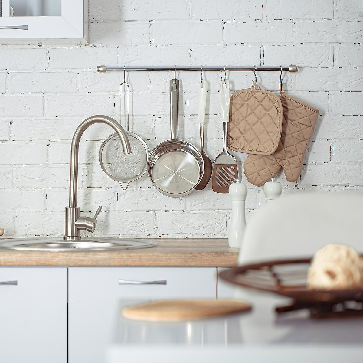 uxcell 10pcs Stainless Steel J Shaped Hooks, Clip-on Hook Wire Rack Hook for Kitchen, Bedroom, Office, Wire Shelf Silver 2.4INCH