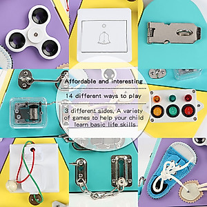 Steventoys 14 in 1 Toddler Busy Board, Montessori Wooden Busy Board for Toddlers - Travel Toy Wooden Sensory Board Activity Board for Fine Motor Skills - Busy Board for Toddlers 2-4