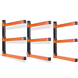 Ultrahaus 3 Pack Metal Lumber Storage Rack, Heavy Duty Steel, Wall Mounted, 3 Level Wood Storage System
