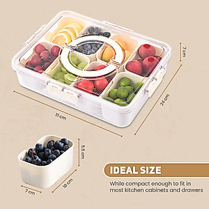 𝟖 𝐂𝐨𝐦𝐩𝐚𝐫𝐭𝐦𝐞𝐧𝐭𝐬 Divided Serving Tray with Lid and Handle, 𝐃𝐢𝐬𝐡𝐰𝐚𝐬𝐡𝐞𝐫 𝐒𝐚𝐟𝐞 Snackle Box Charcuterie Container , Fruit Storage Containers|𝐒𝐧𝐚𝐜𝐤 𝐁𝐨𝐱 𝐂𝐨𝐧𝐭𝐚𝐢𝐧𝐞𝐫