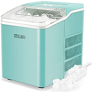 KUMIO Ice Makers Countertop, 9 Bullet Ice Ready in 6-8 Mins, 26.5 lbs/24 hrs, Self-Cleaning Ice Maker, Portable Ice Machine with Ice Scoop & Basket, Blue