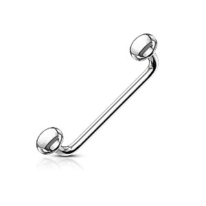 Pierced Owl Flat Disc End 90 Degree Bent Staple Barbell Tongue Ring (Silver Tone)