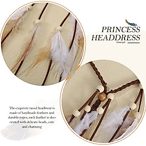 GORTIN Boho Feather Headbands Gypsy Hippie Headband Indian Feather Headpieces Tassel Hemp Rope Headdress Festival Hair Accessories for Women and Girls