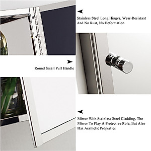 11.81" x23.6"x8.2" Bathroom Corner Medicine Cabinet W/Mirror Bright Stainless Steel Wall Mounted Mirror Cabinet Hanging Triple Shelf Storage Cabinet Cupboard (Right Door)