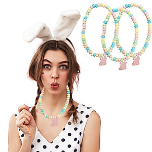 Fruidles Easter Bunny Candy Necklace, Multicolor Fruit-Flavored Chewables for Party Favors (12-Pack)