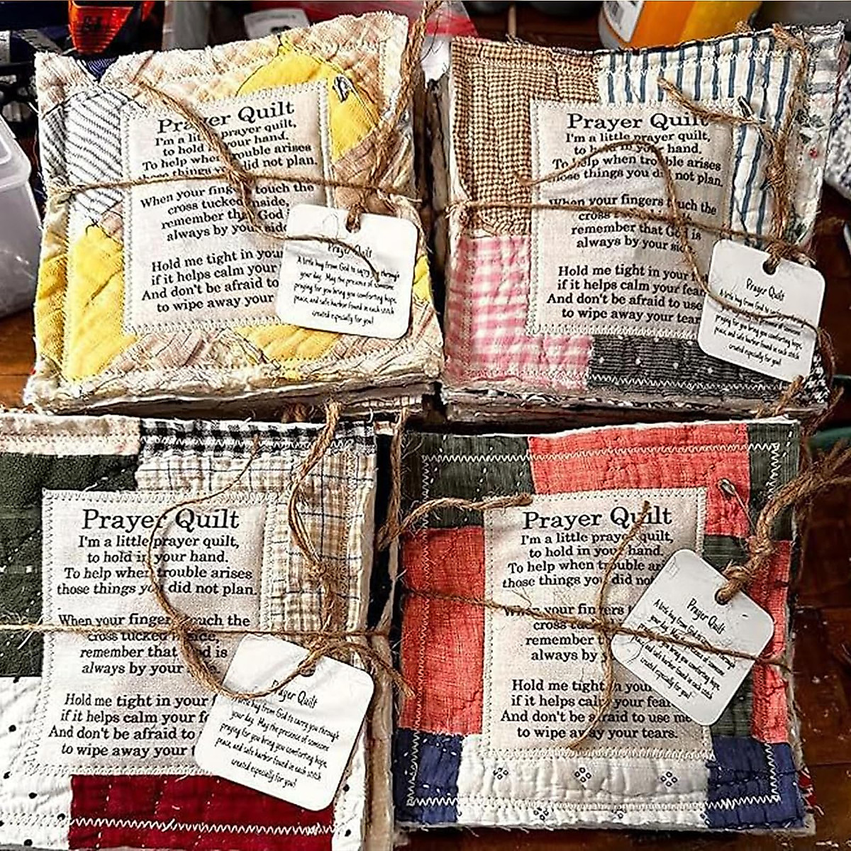 Colorful Handmade Prayer Quilt with Cross and Symbolic Poems - Perfect for You, Your Friends and Family.