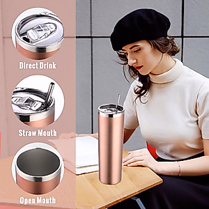 20 Pack Straight Skinny Tumblers Bulk 30oz Stainless Steel Double Wall Vacuum Insulated Mugs with Straw Coffee Tumbler Portable Skinny Travel Tumbler for Hot Cold Drinks DIY Gift