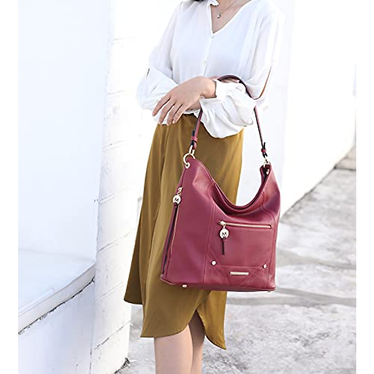 MKF Collection Hobo Purses for Women – Soft PU Leather Handbag Womens Hobo Shoulder bag – Fashion Top Handle Pocketbook Mustard