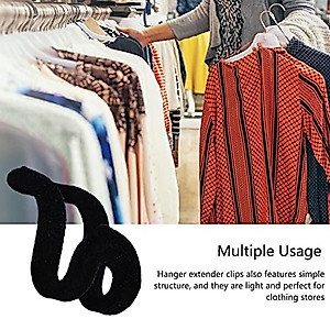 Mengyuan 10/20/60pcs Clothes Hanger Connector Hooks,Closet Extender Closet Hanger Velvet Extender Clips, Space Saving Cascading Connection Hooks for Clothes Closet,Black,20PCS