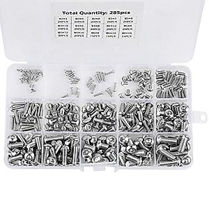 Screw 285Pcs/Set M2/M3/M4/M5/M6 Machine Screw Stainless Steel Screws Set for Laptop/Hard Disk/Keyboard/Phone/PC Fasteners