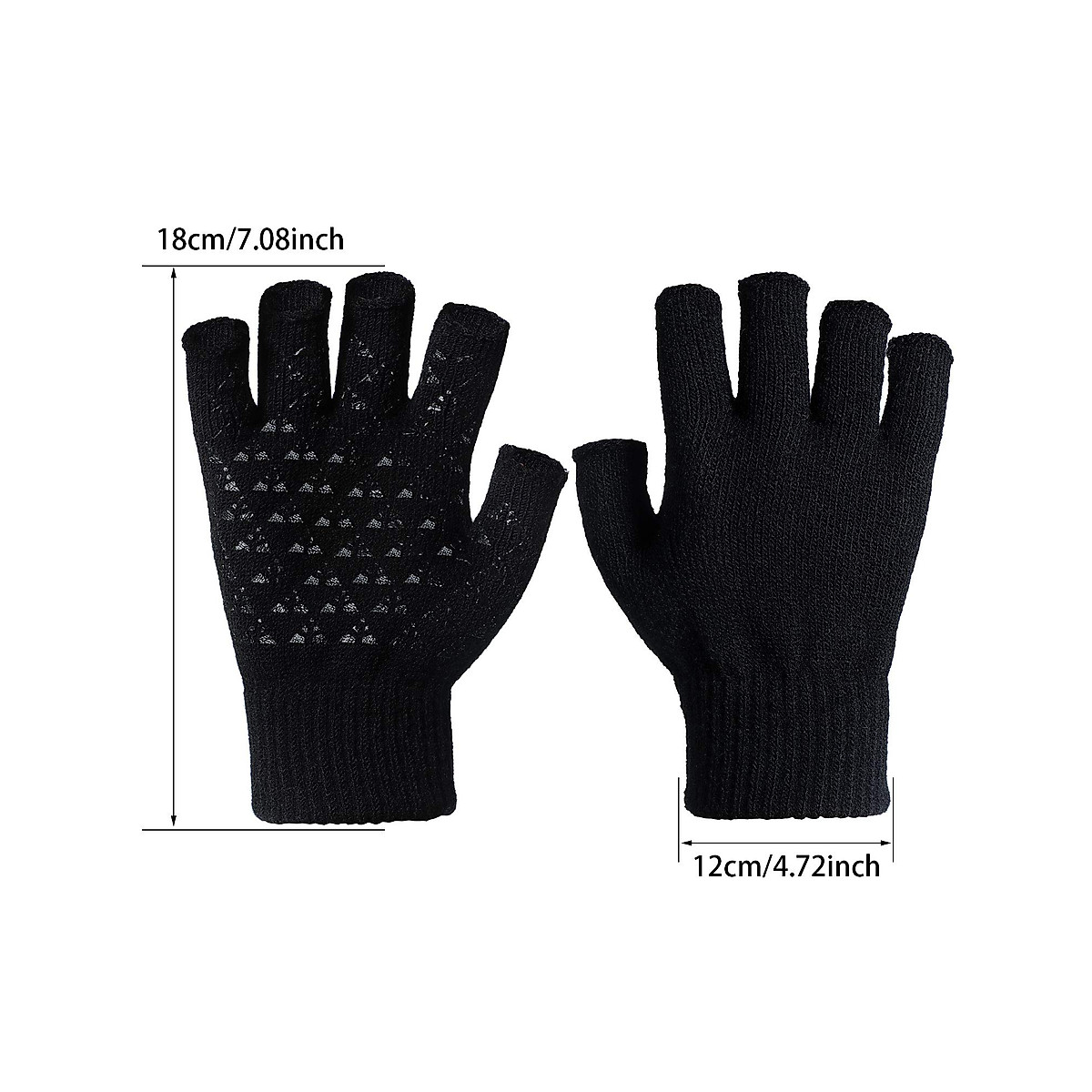 6 Pairs Winter Half Fingerless Knit Gloves Stretchy Anti-Slip Gloves Warm Texting Mittens for Men Women (Black, Navy Blue, Dark Grey, Light Grey, Coffee,Medium)