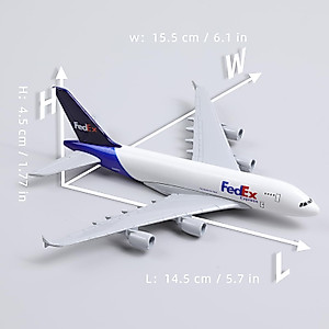 QIYUMOKE 1/400 A380 Model Plane FedEx Diecast Metal Airplane Model kit -Sky Jumbo Airbus A380 Model Airplane with Stand (5.7 inches L) for Aviation Air Planes Gift, Desktop Display Decorations