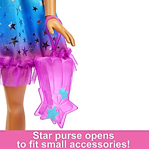 Barbie Large Doll with Brown Hair, 28 Inches Tall with Rainbow Dress & Styling Accessories Like Shooting Star Handbag