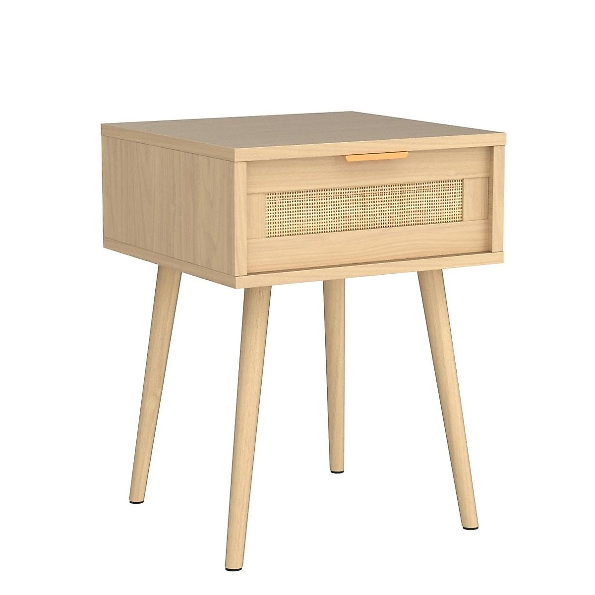 LAZZO Set of 2 Bedroom Nightstands Wooden Night Stands with Rattan Weaving Drawer Home Bedside End Table for Bedroom Storage (Set of 2)