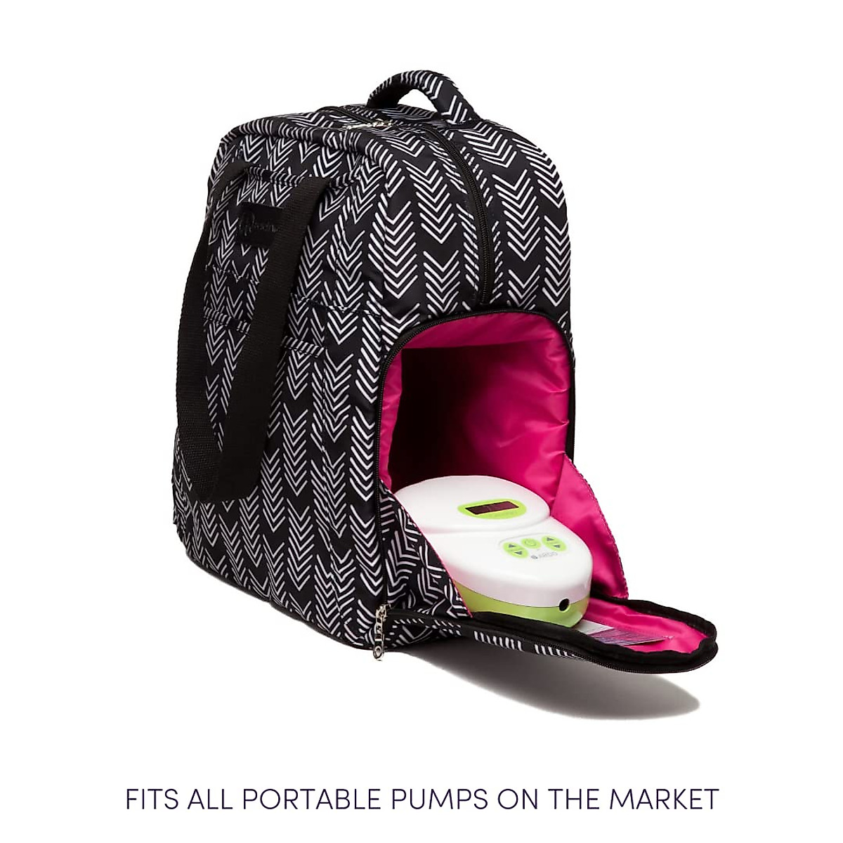 Sarah Wells Kelly Convertible Breast Pump Bag and Backpack with Carrying Handles - 1 Count (Pack of 1) - Black and White