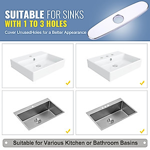 WOWOW Faucet Plate,Kitchen Sink Cover Stainless Steel Plate for 1 or 3 Hole Bathroom or Kitchen Sink Faucet Mixer Tap 10 Inch Escutcheon Hole Covers Chrome