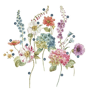 RoomMates RMK3261GM Lisa Audit Garden Flowers Peel and Stick Giant Wall Decals